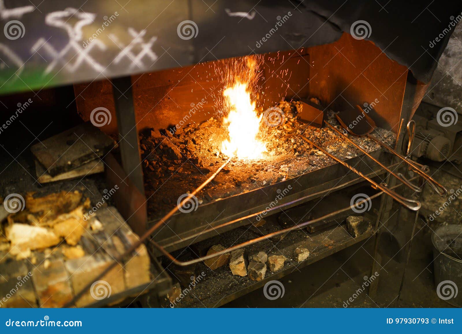 Blacksmith oven fire stock image. Image of glowing, coal - 97930793