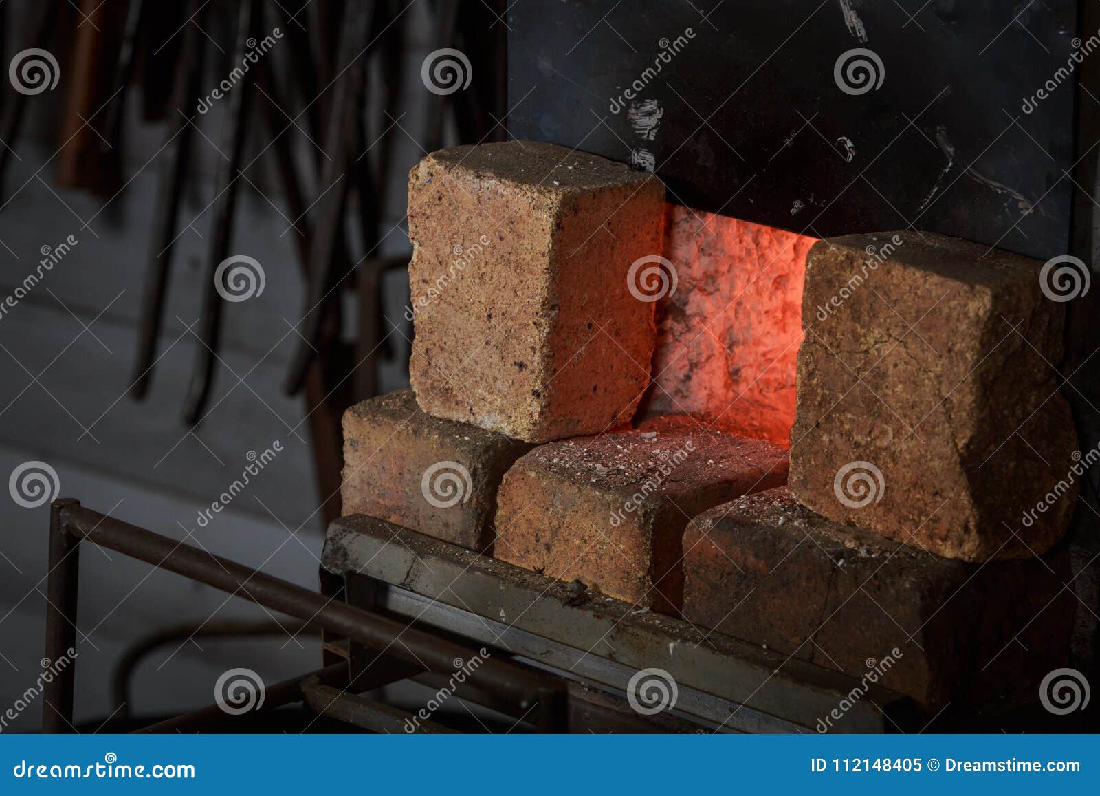 Blacksmith Oven Fire in Workshop for Metal Heeting Stock Image - Image ...
