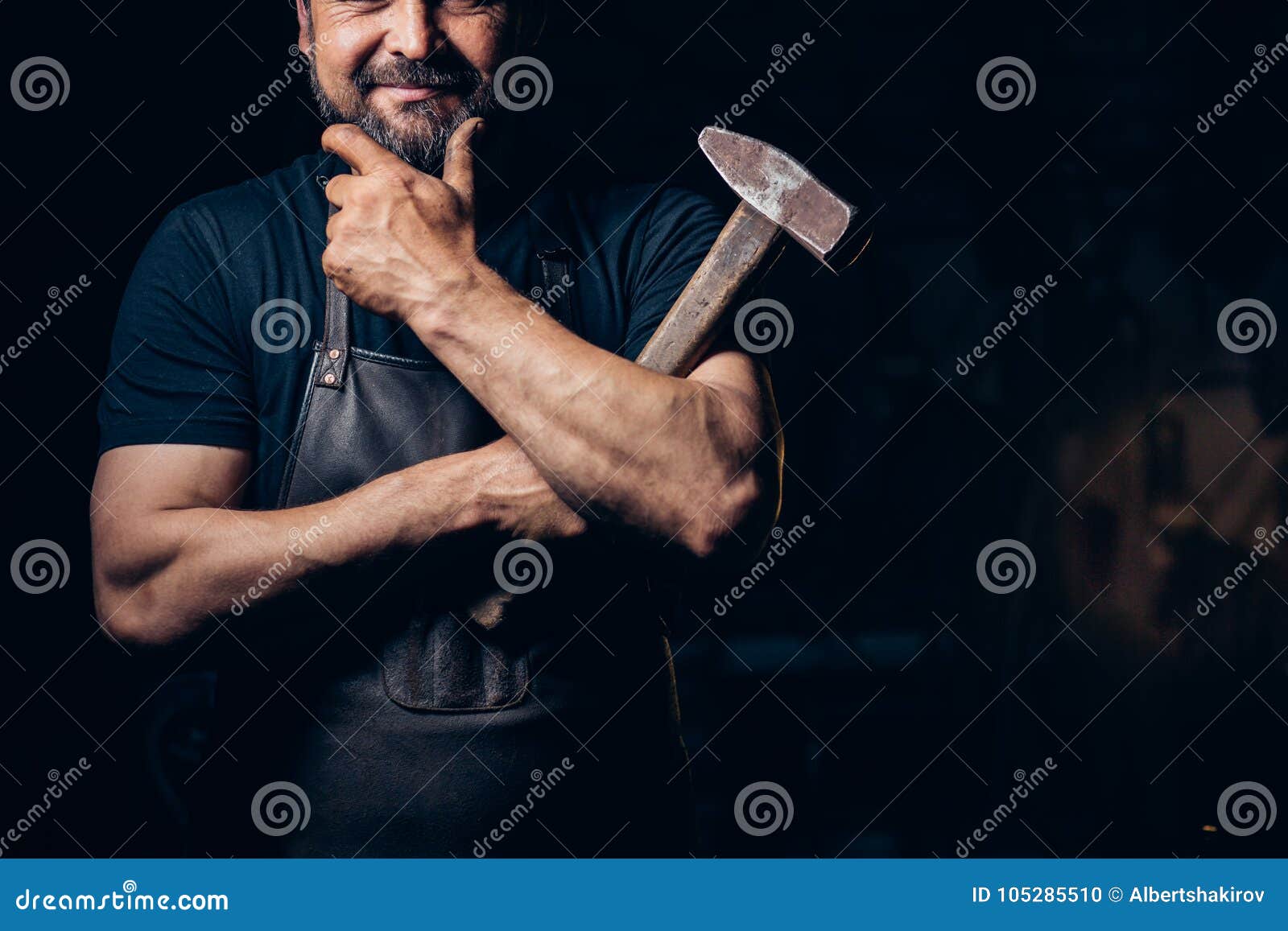 Blacksmith Portrait with Beard in Workshop Stock Photo - Image of iron ...