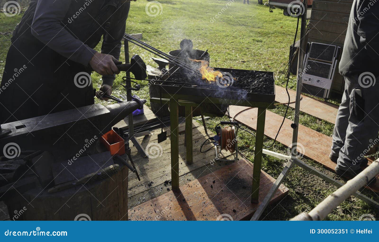 Open-air Blacksmith Workshop: Bellows, Pincers, Stove Royalty-Free ...