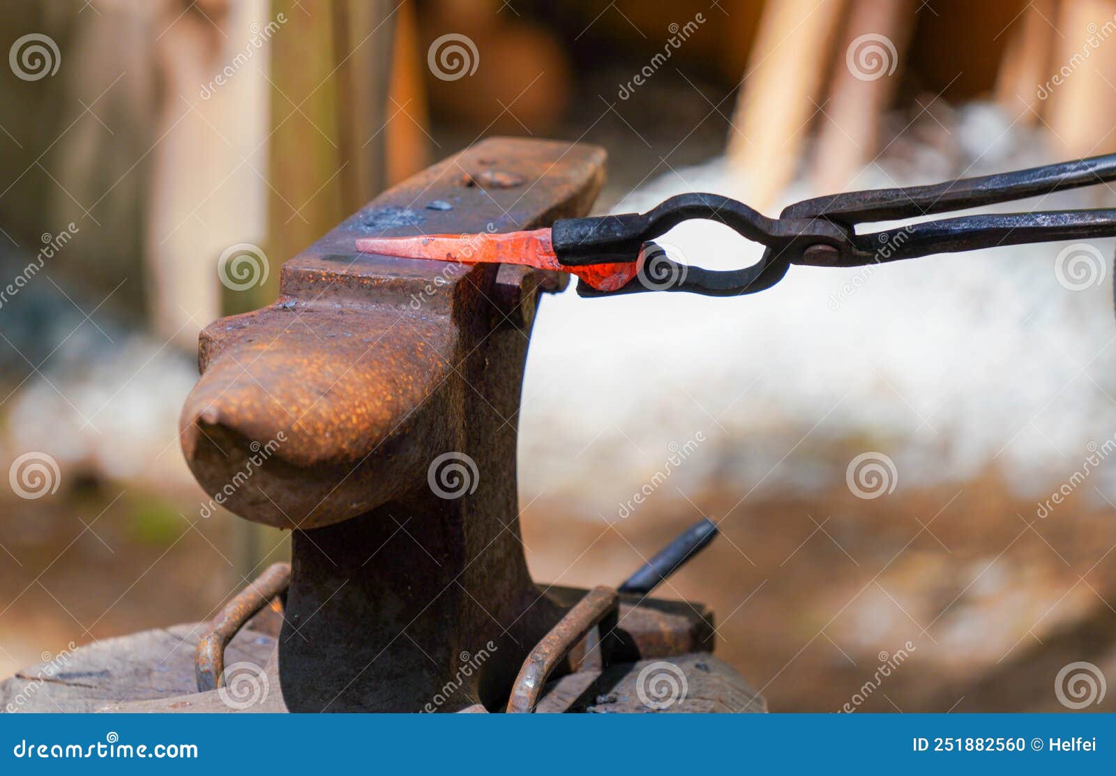 Blacksmith with Red-hot Iron Stock Photo - Image of handicraft ...