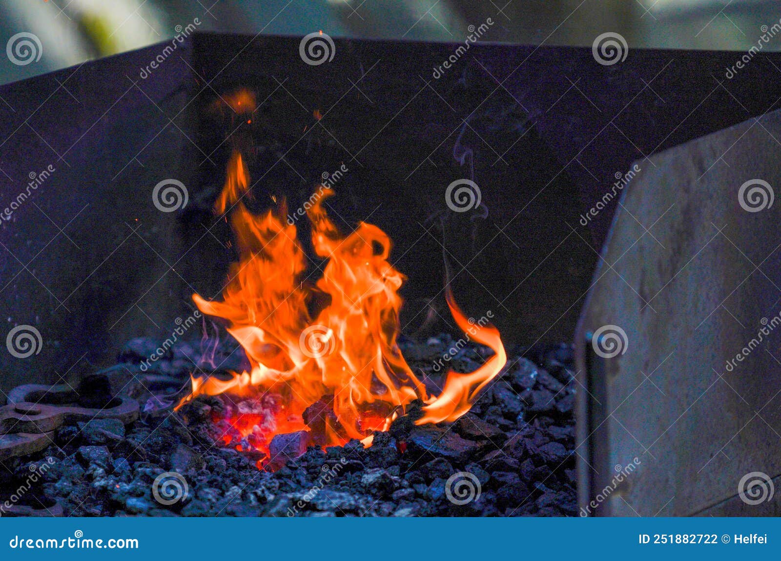 Blacksmith with Red-hot Iron Stock Photo - Image of industry, person ...