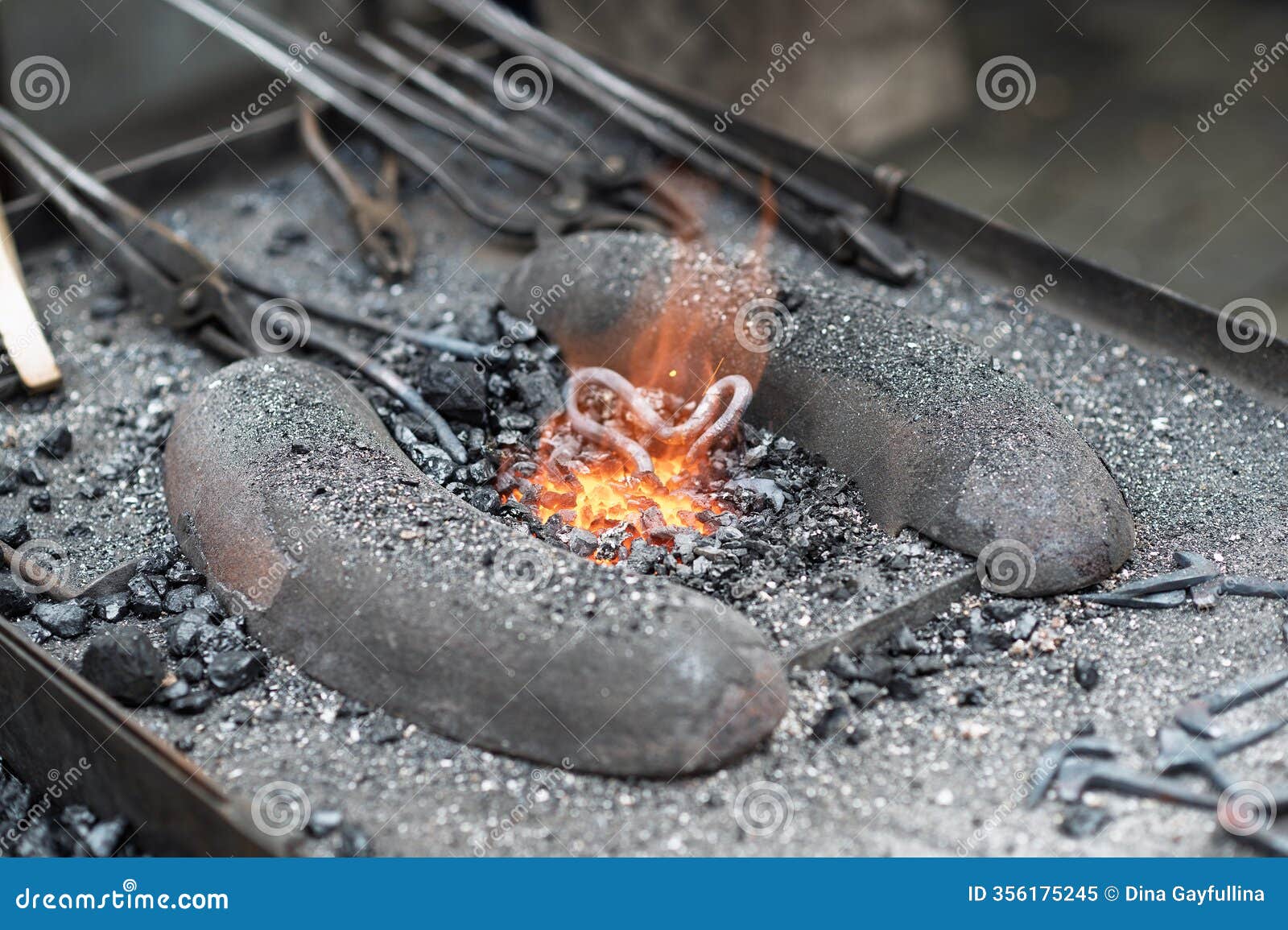 Blacksmith S Forge with Tools, Glowing Metal, and a Burning Flame in a ...