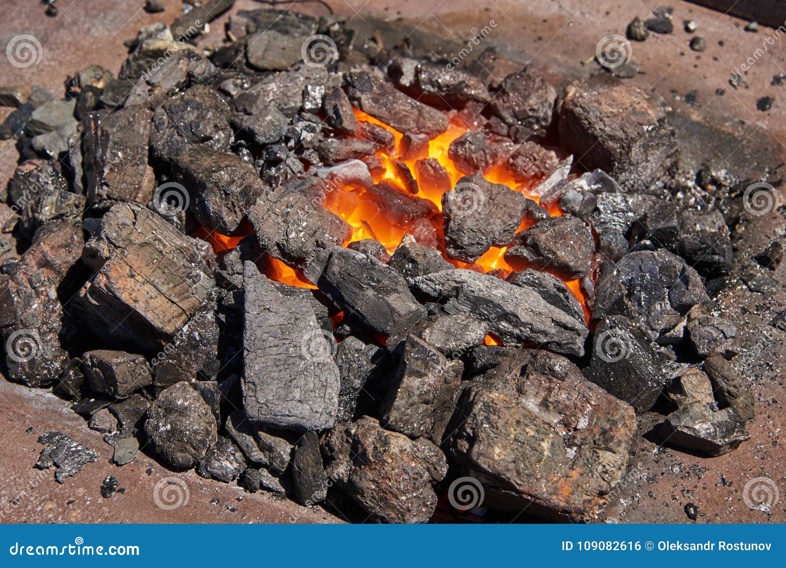 In the Blacksmith`s Furnace Burns Coal Stock Photo - Image of carbon ...