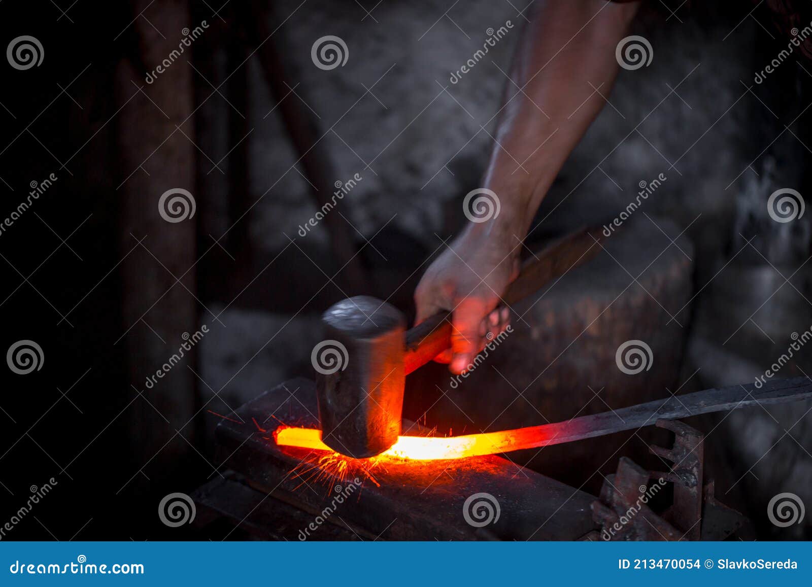 Blacksmith`s Hands at Work. Stock Photo - Image of iron, detail: 213470054