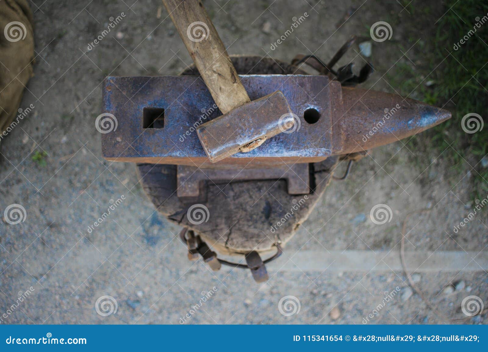 The Blacksmith`s Workplace is a Hammer and an Anvil Stock Photo - Image ...