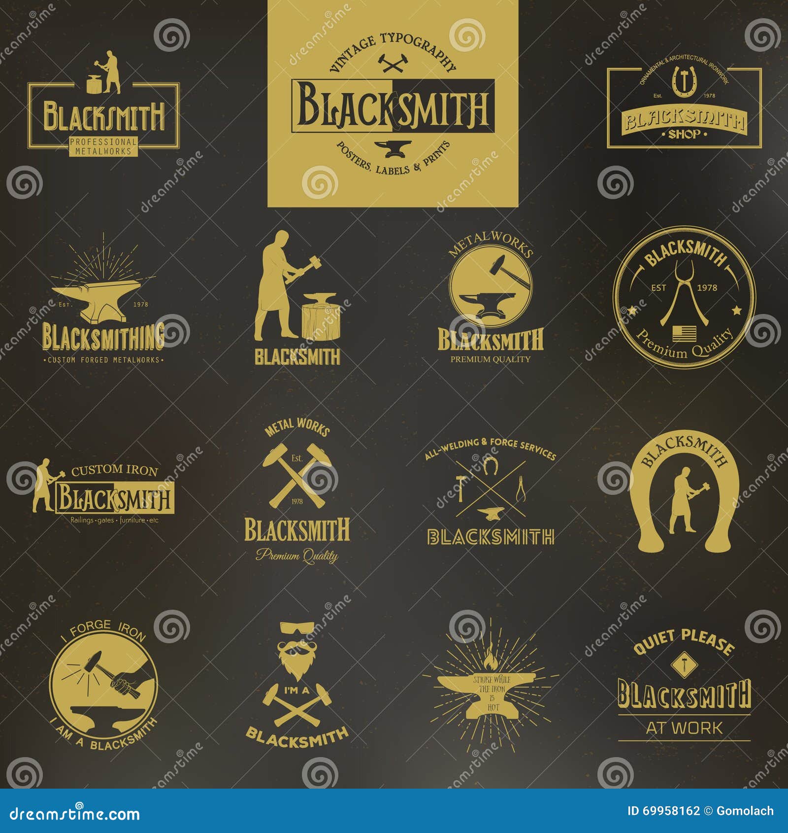 Blacksmith. Set of Vintage Typography Posters, Labels and Prints Stock ...