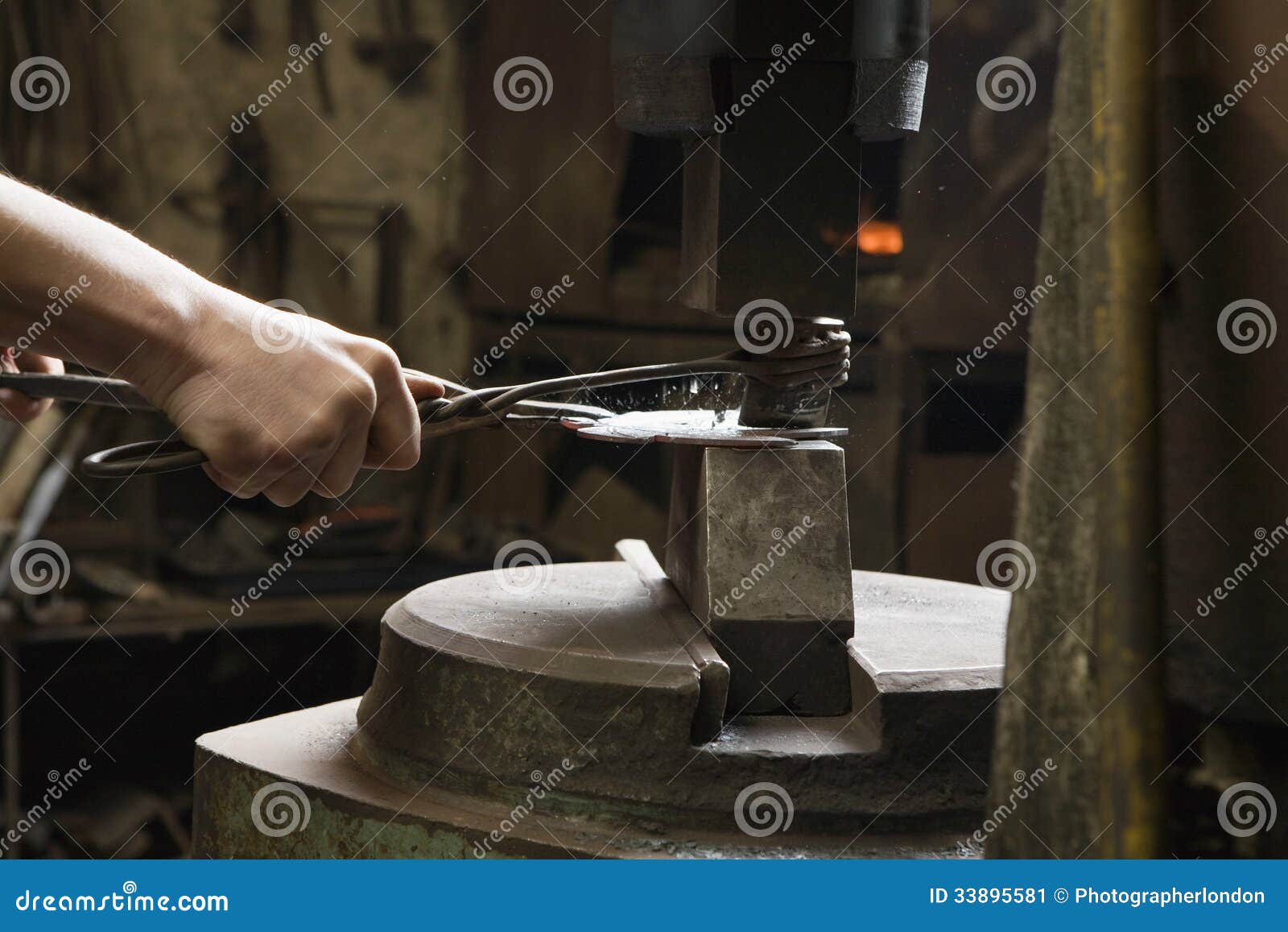 Blacksmith Shaping Metal in Workshop Stock Image - Image of horizontal ...