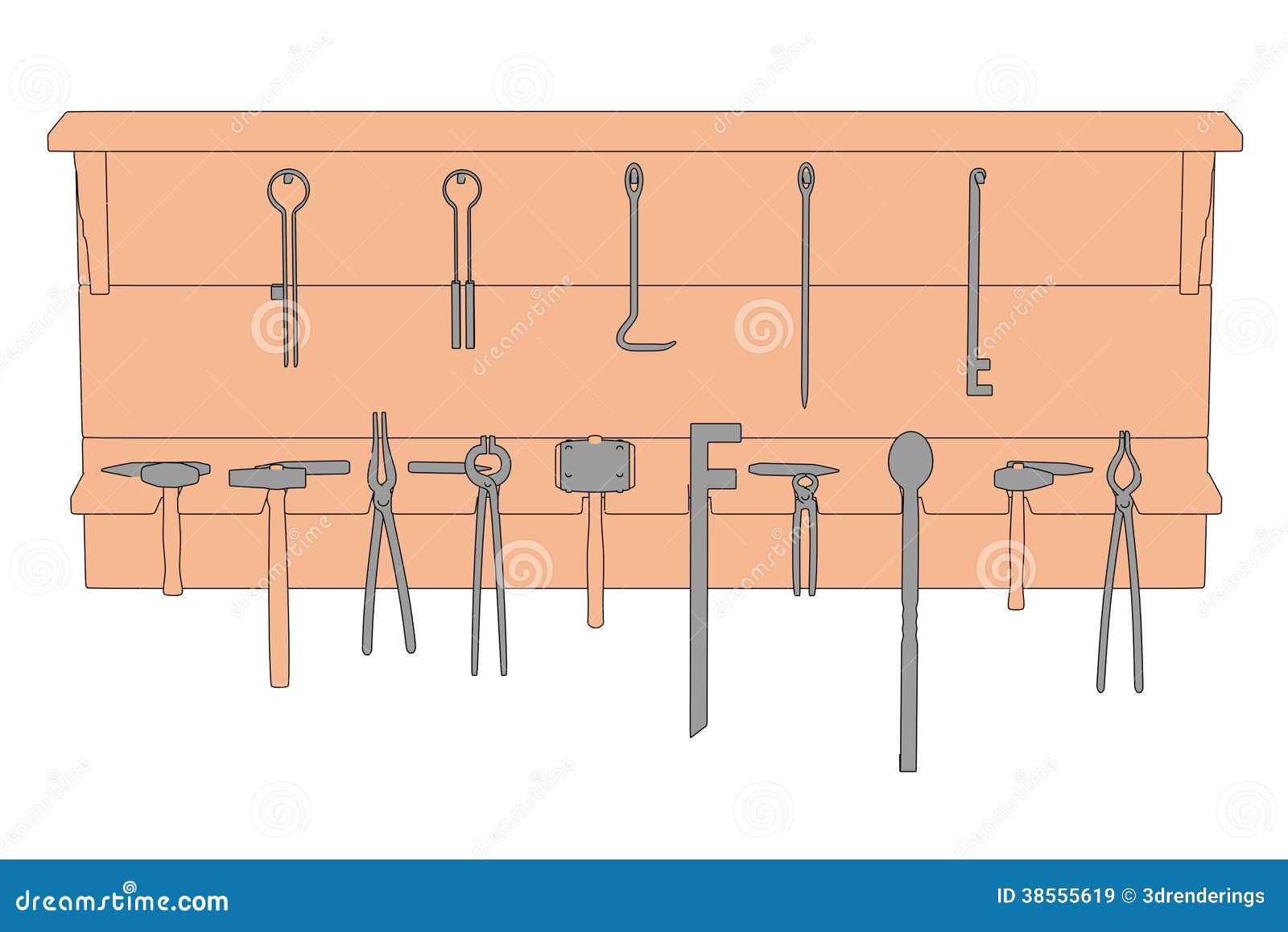 Blacksmith Shelf with Tools Stock Illustration - Illustration of ...