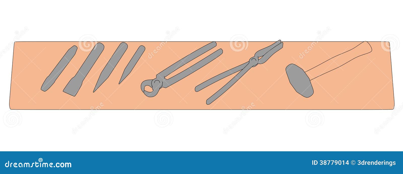 Blacksmith Shelf with Tools Stock Illustration - Illustration of bucket ...