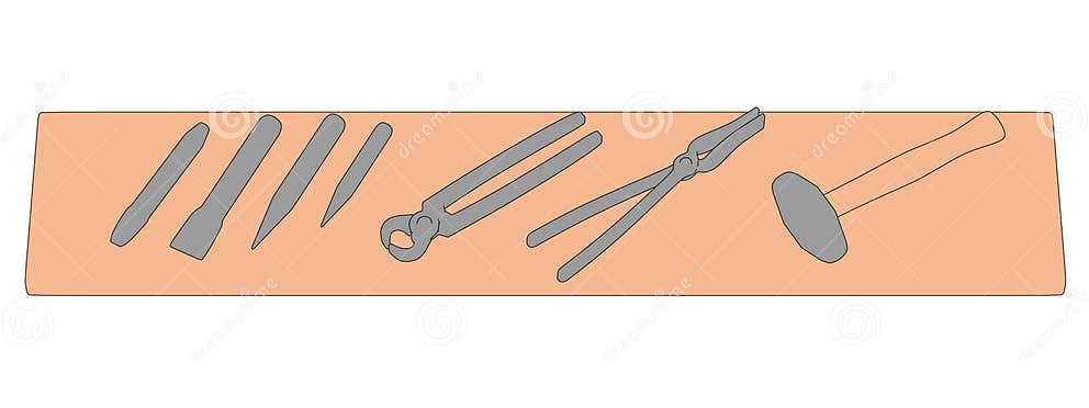Blacksmith Shelf with Tools Stock Illustration - Illustration of bucket ...
