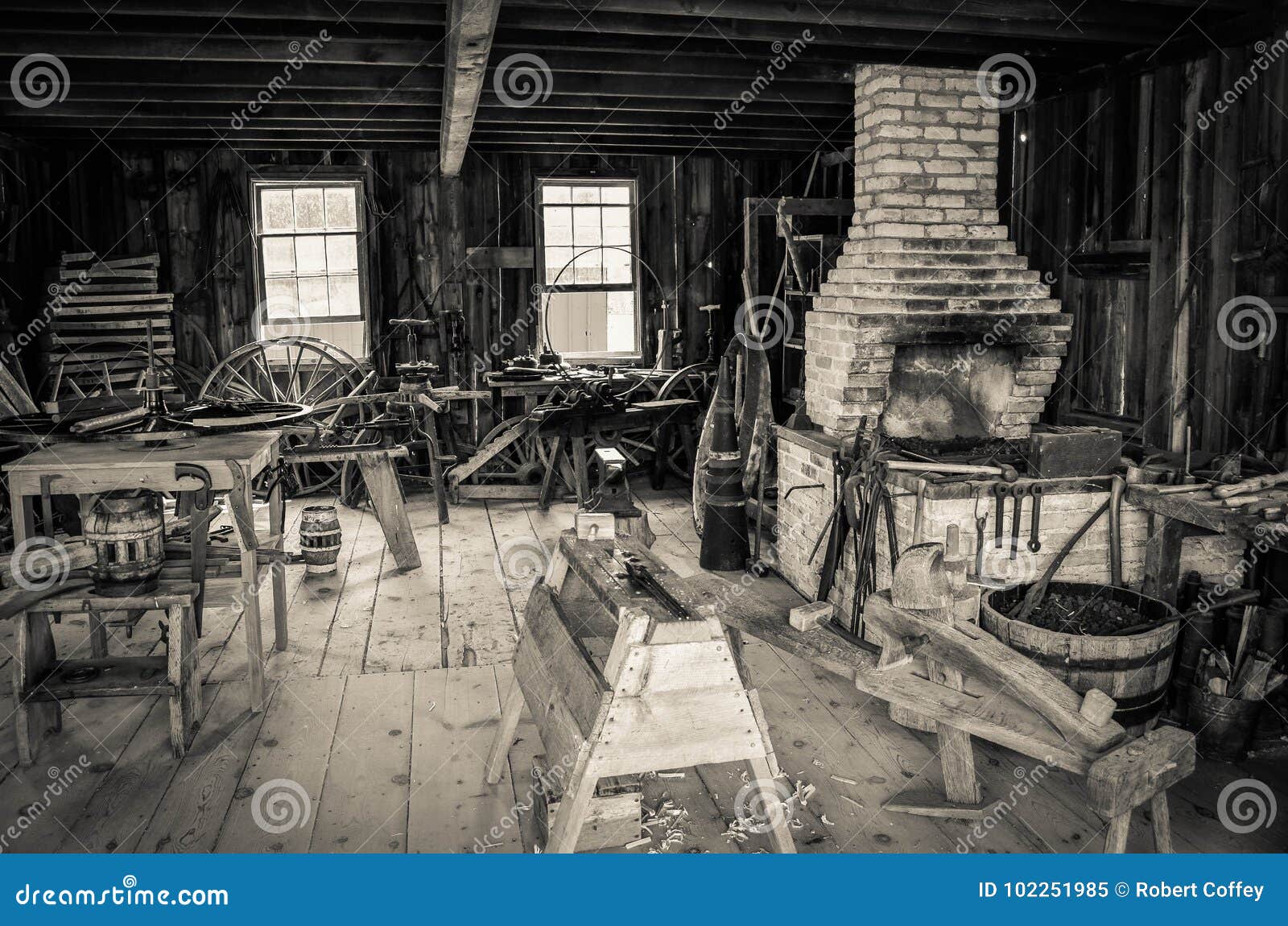 Blacksmith Shop stock image. Image of sawhorse, white - 102251985