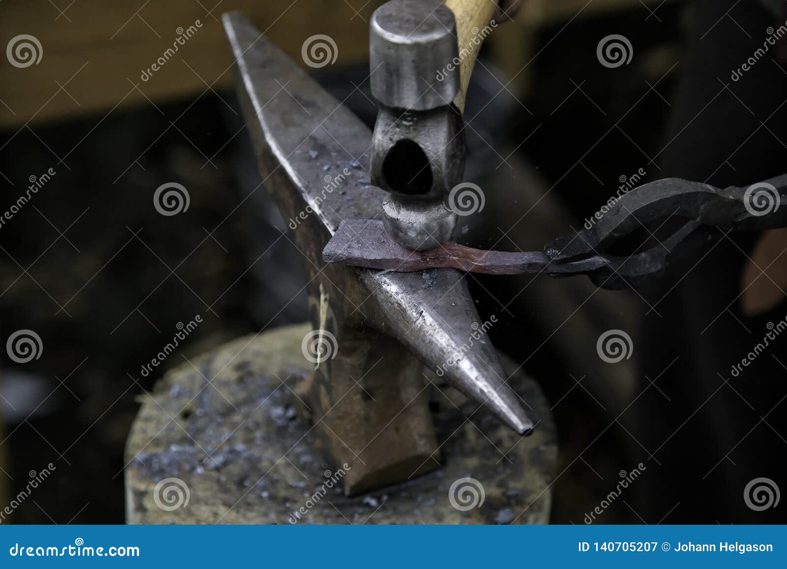 Blacksmith Striking Hot Iron Stock Image - Image of blacksmith, steel ...