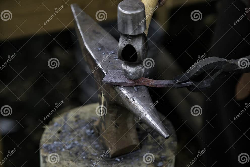 Blacksmith Striking Hot Iron Stock Image - Image of blacksmith, steel ...