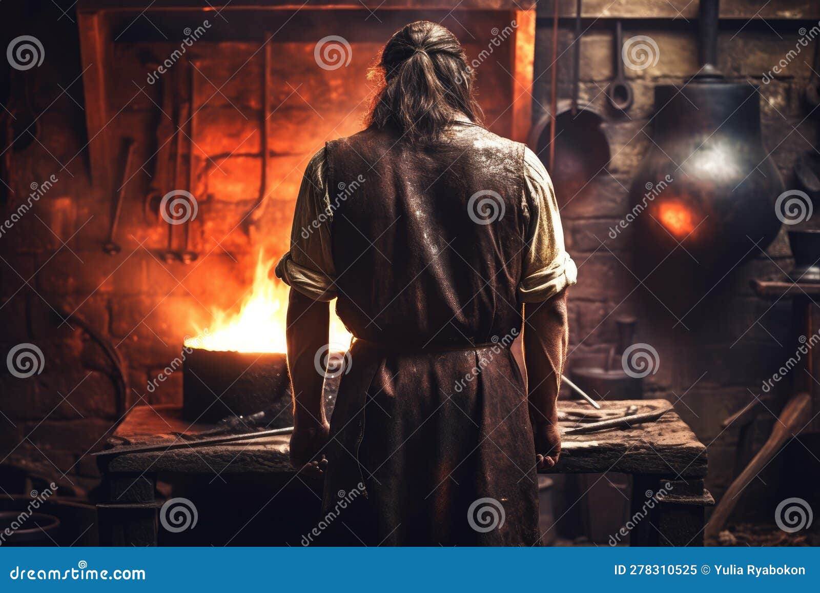 Blacksmith Strong Man Forge. Generate Ai Stock Illustration ...