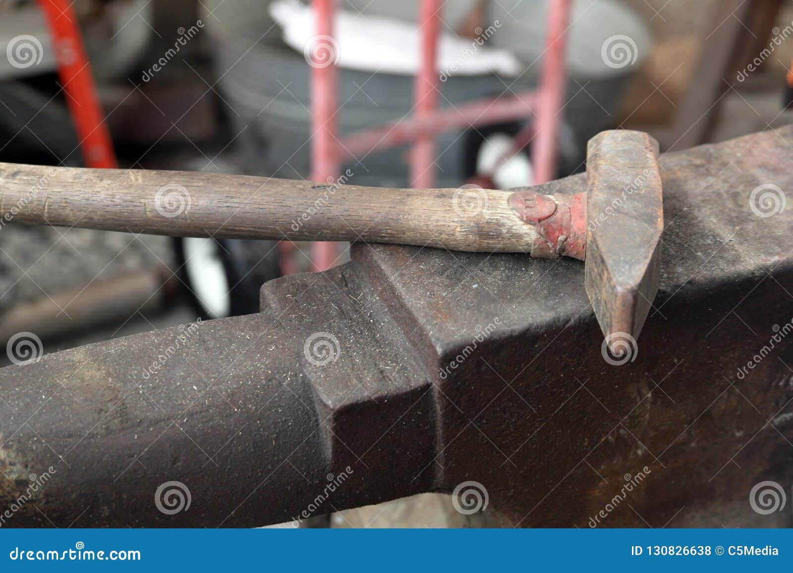 Blacksmith Anvil and Hammer in Workshop Stock Photo - Image of handmade ...