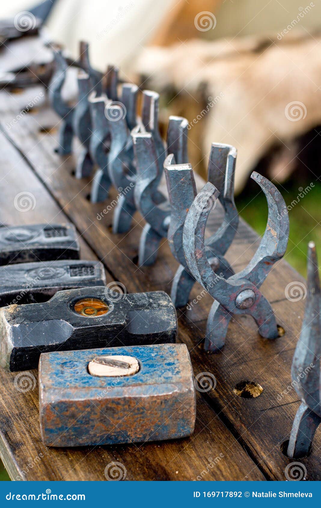 Blacksmith tools stock photo. Image of workbench, chisel - 169717892