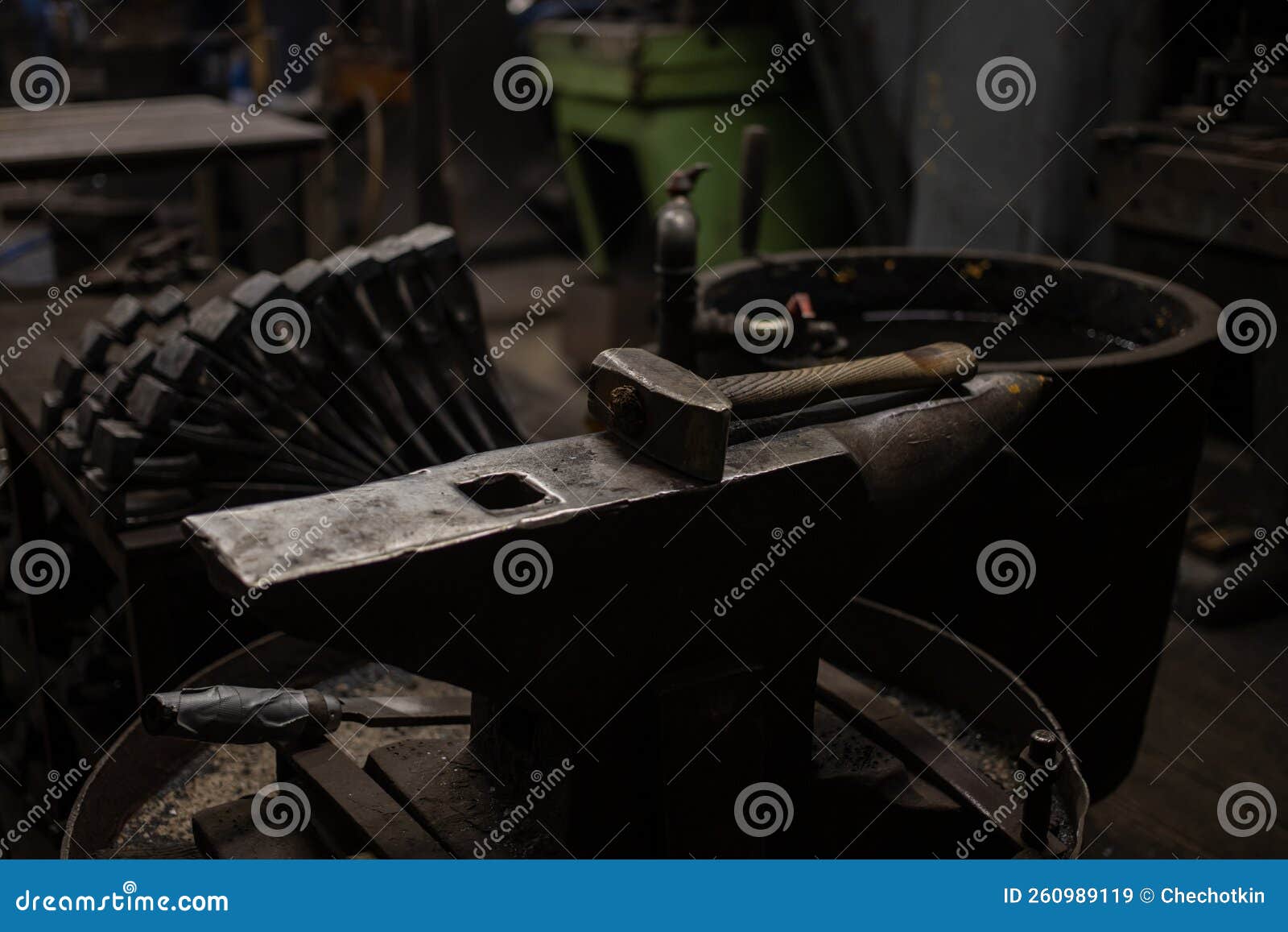 Blacksmith Tools and Metal Blanks in Privet Forge Stock Image - Image ...