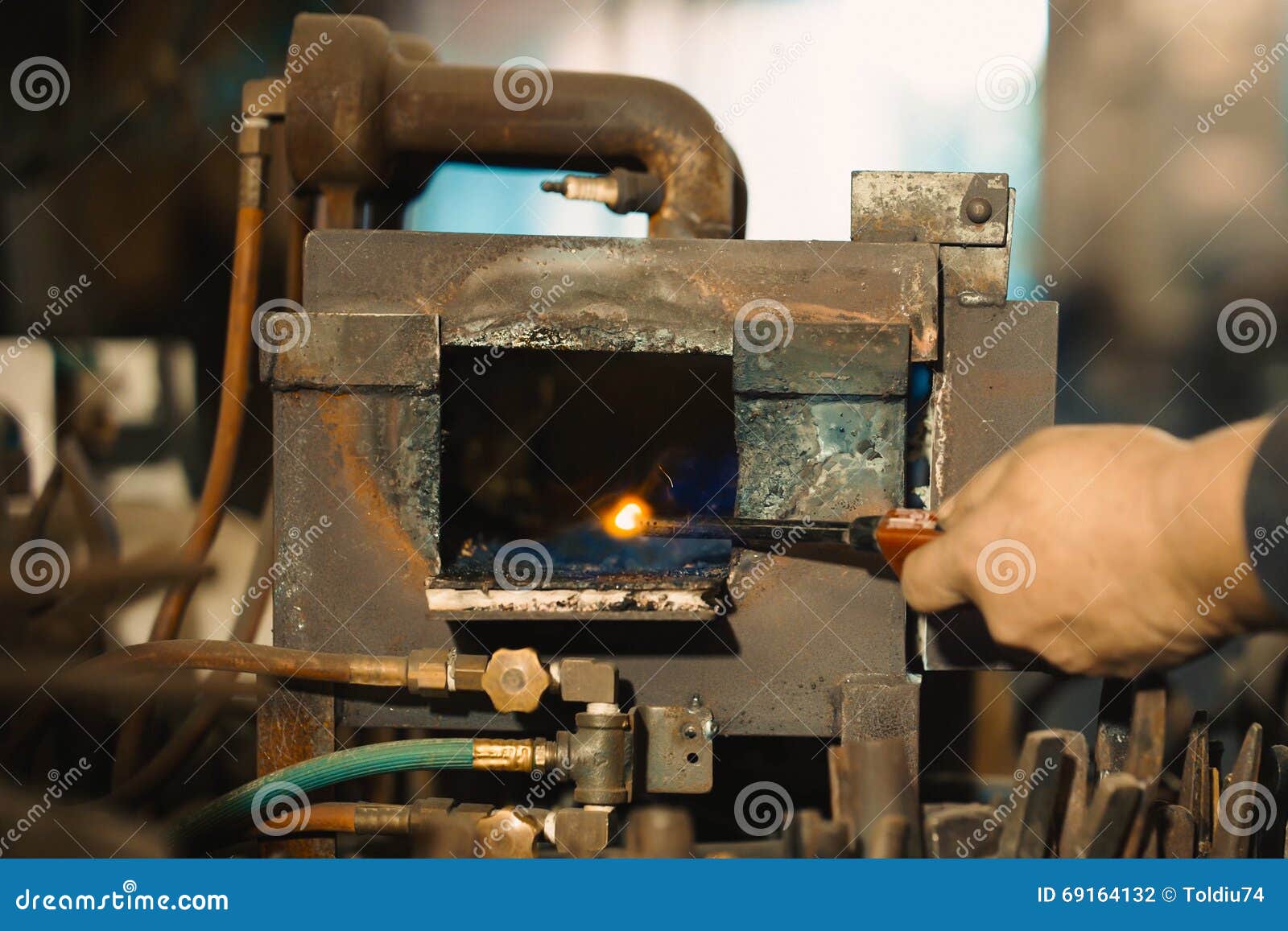 Blacksmith Turn on the Furnace. Stock Photo - Image of burns, factory ...