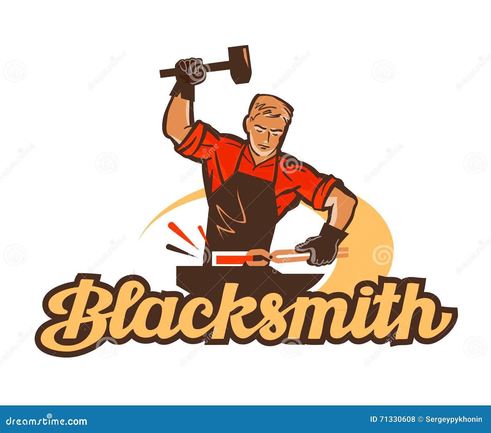The Smithy Icon. Forge And Stithy, Blacksmith Symbol. Flat Cartoon ...