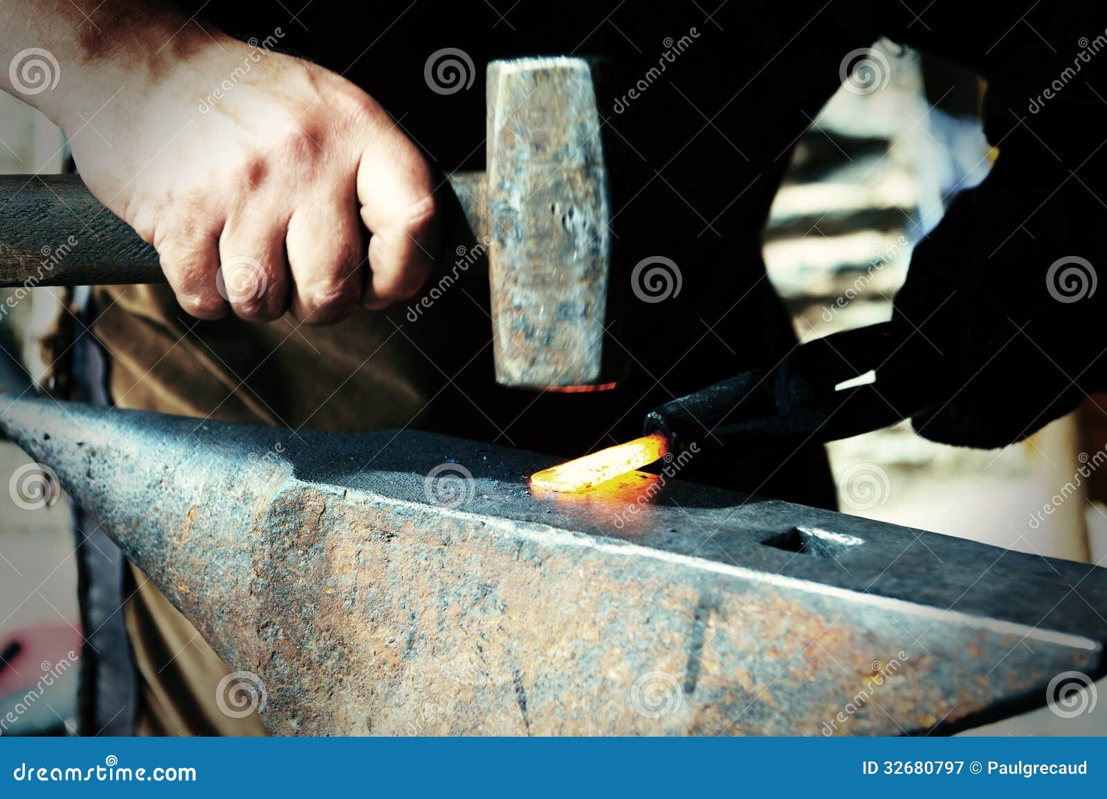 Blacksmith at work stock image. Image of metal, heavy - 32680797
