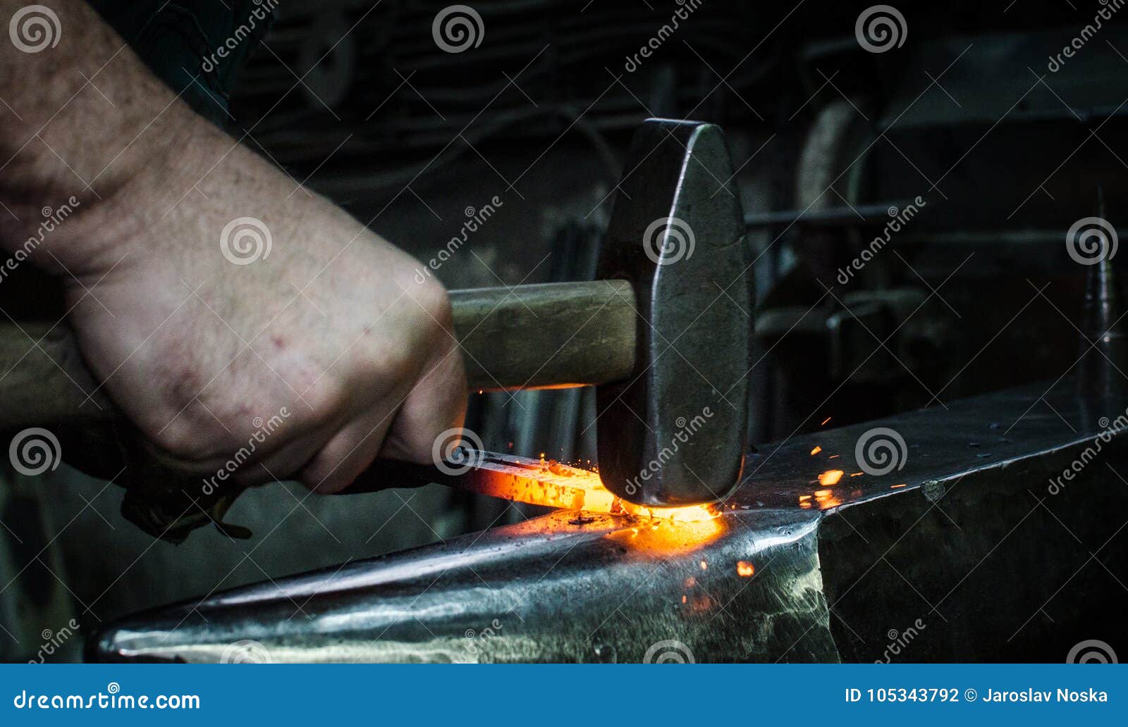 Blacksmith at work stock photo. Image of crafts, person - 105343792