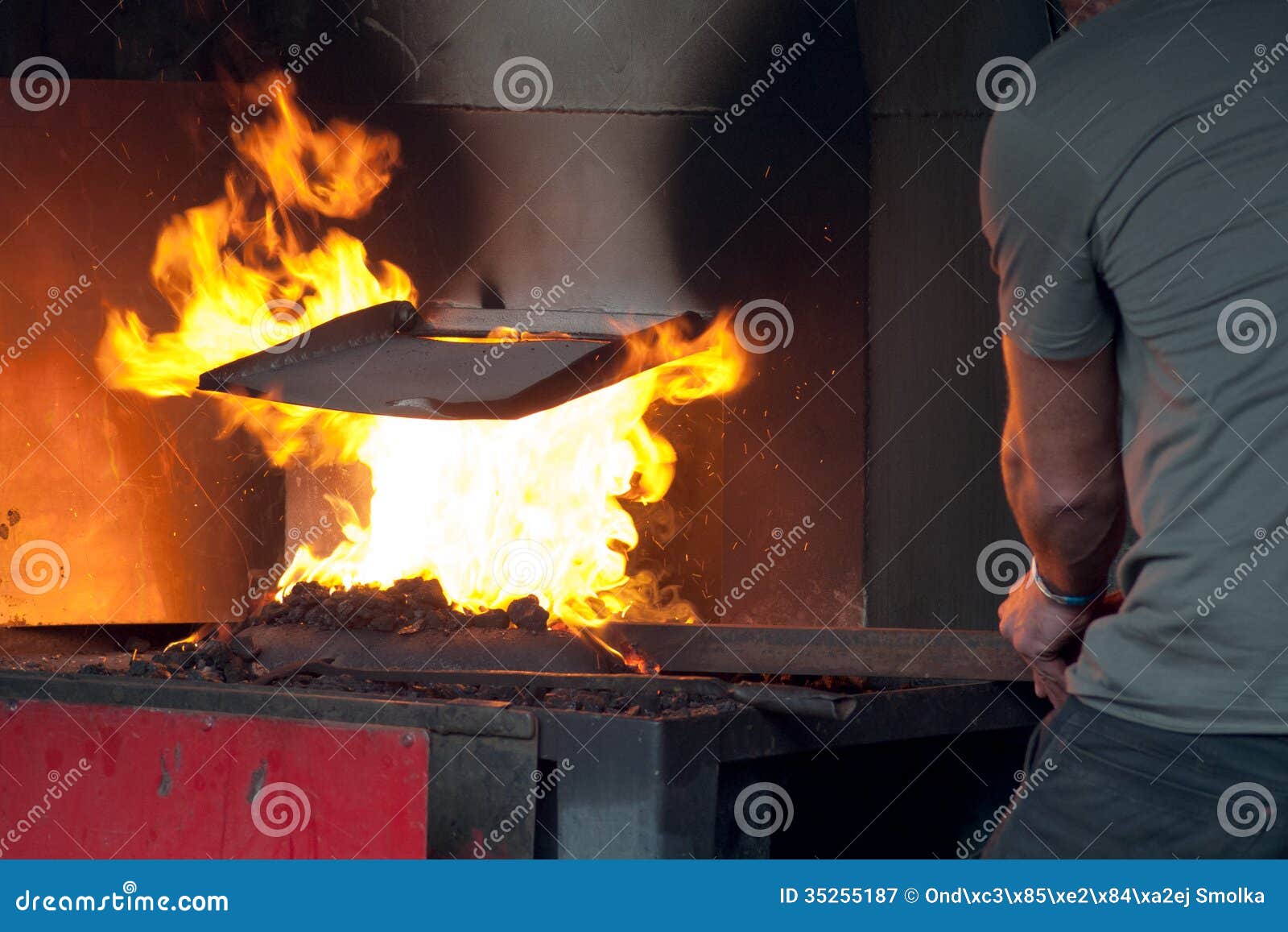 Blacksmith in a work stock image. Image of fire, skill - 35255187
