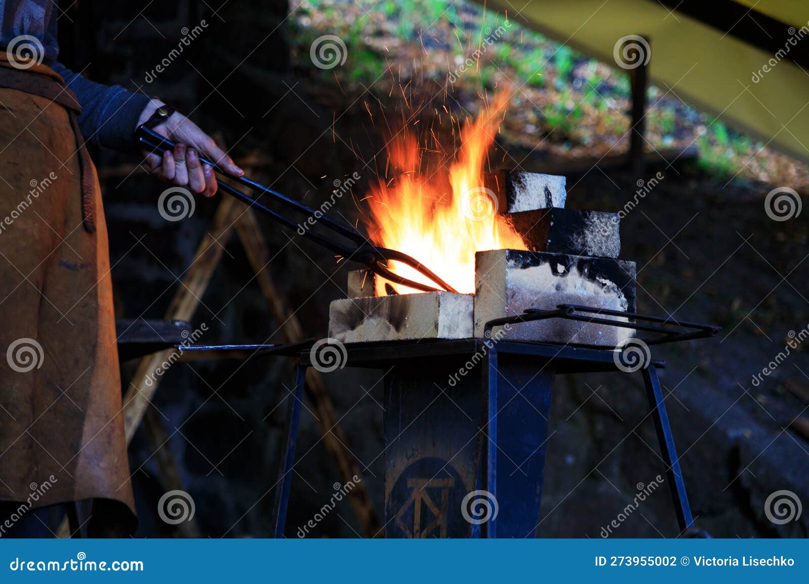 Blacksmith at Work. Process of Manufacture. Smithcraft. Stock Photo ...