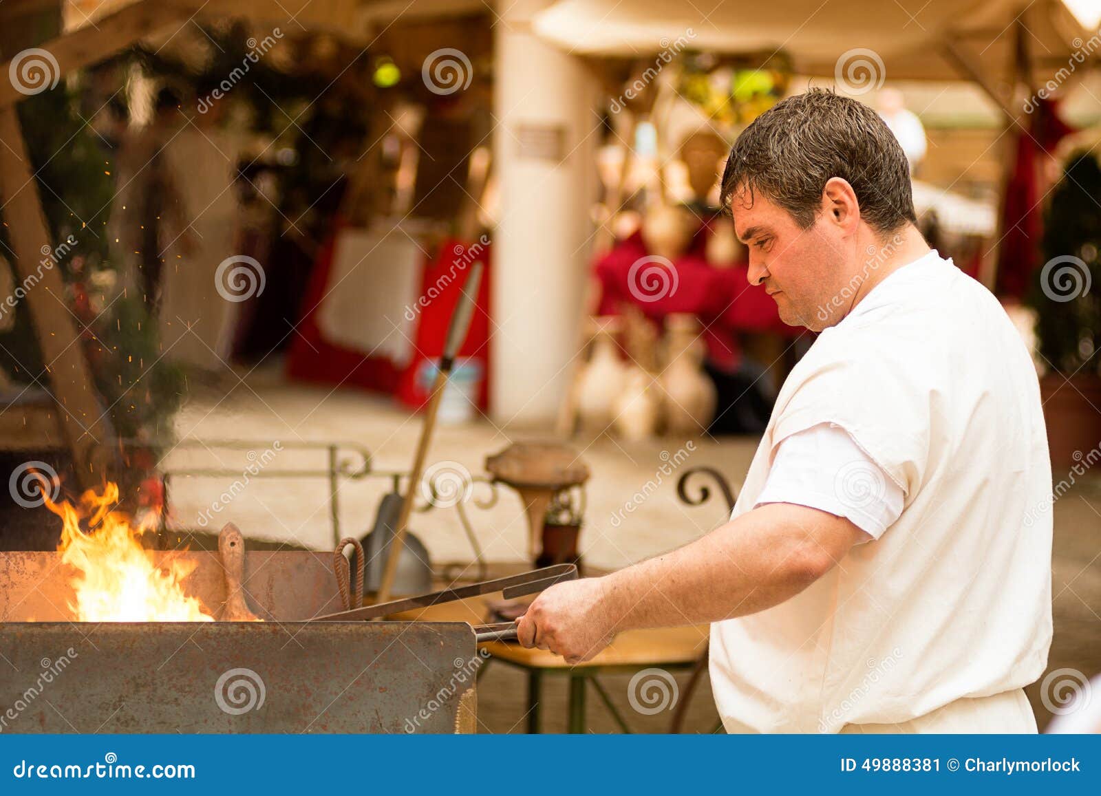 Blacksmith at Work for a Recreational History in Merida Spain Editorial ...