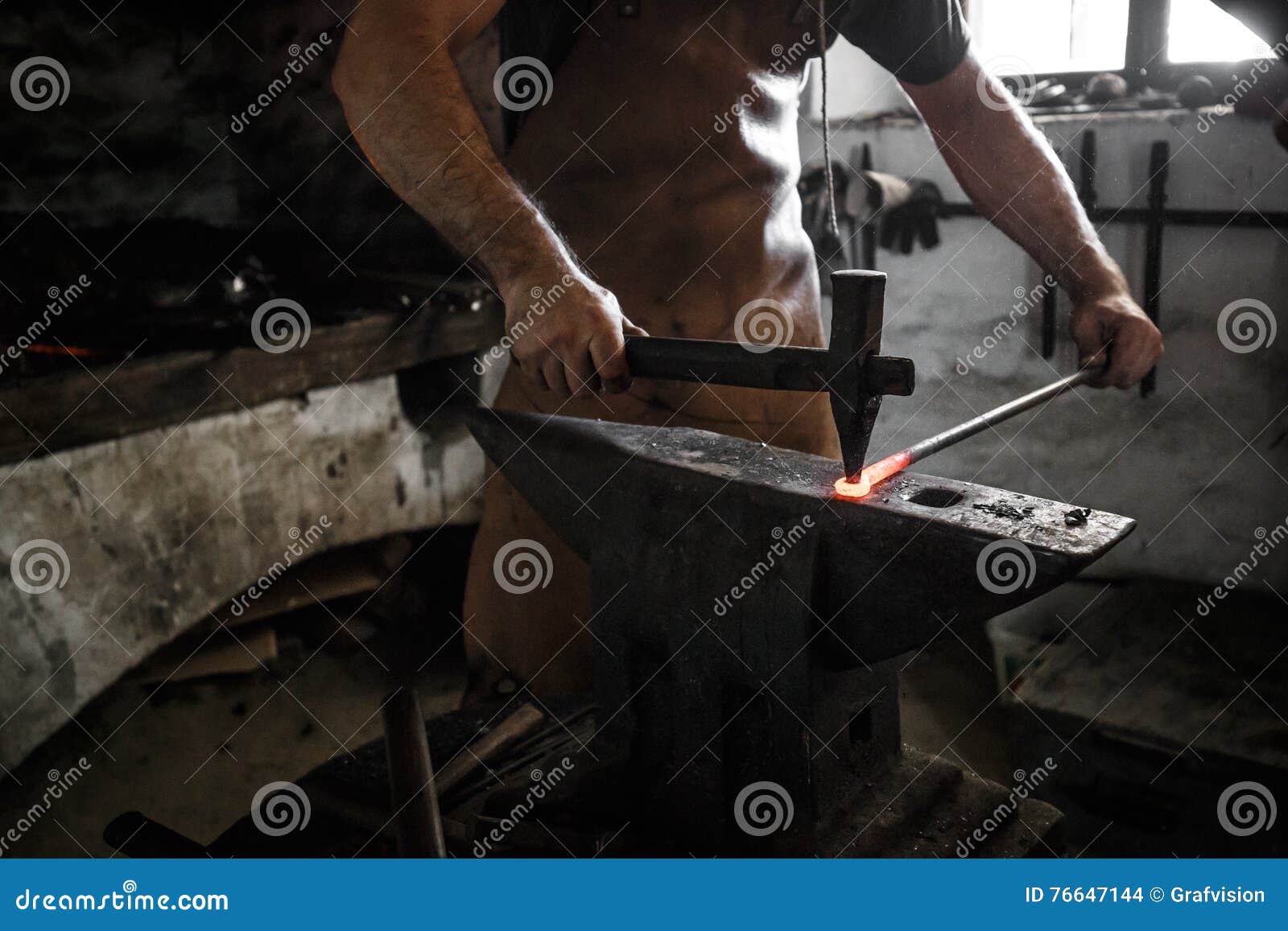 Blacksmith at Work in the Smithy Stock Photo - Image of metalwork ...