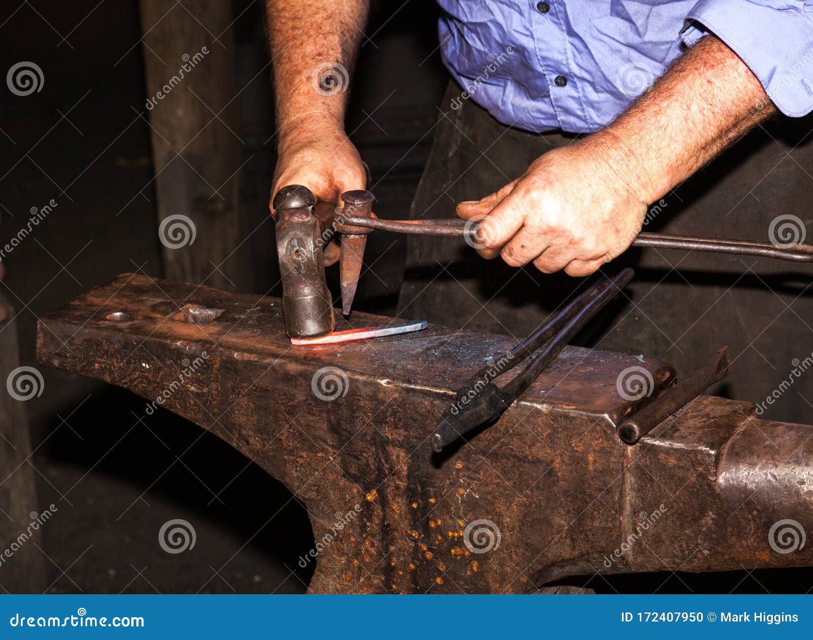 Blacksmith at work stock photo. Image of hands, horseshoe - 172407950