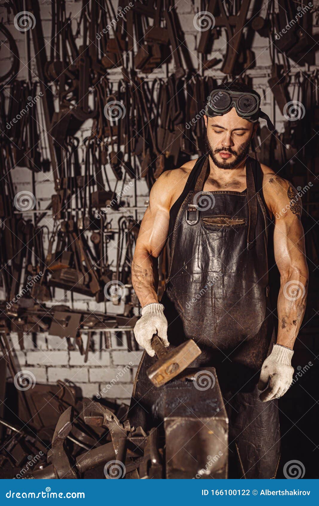 Blacksmith Work Using Hammer Stock Photo - Image of artisan, business ...