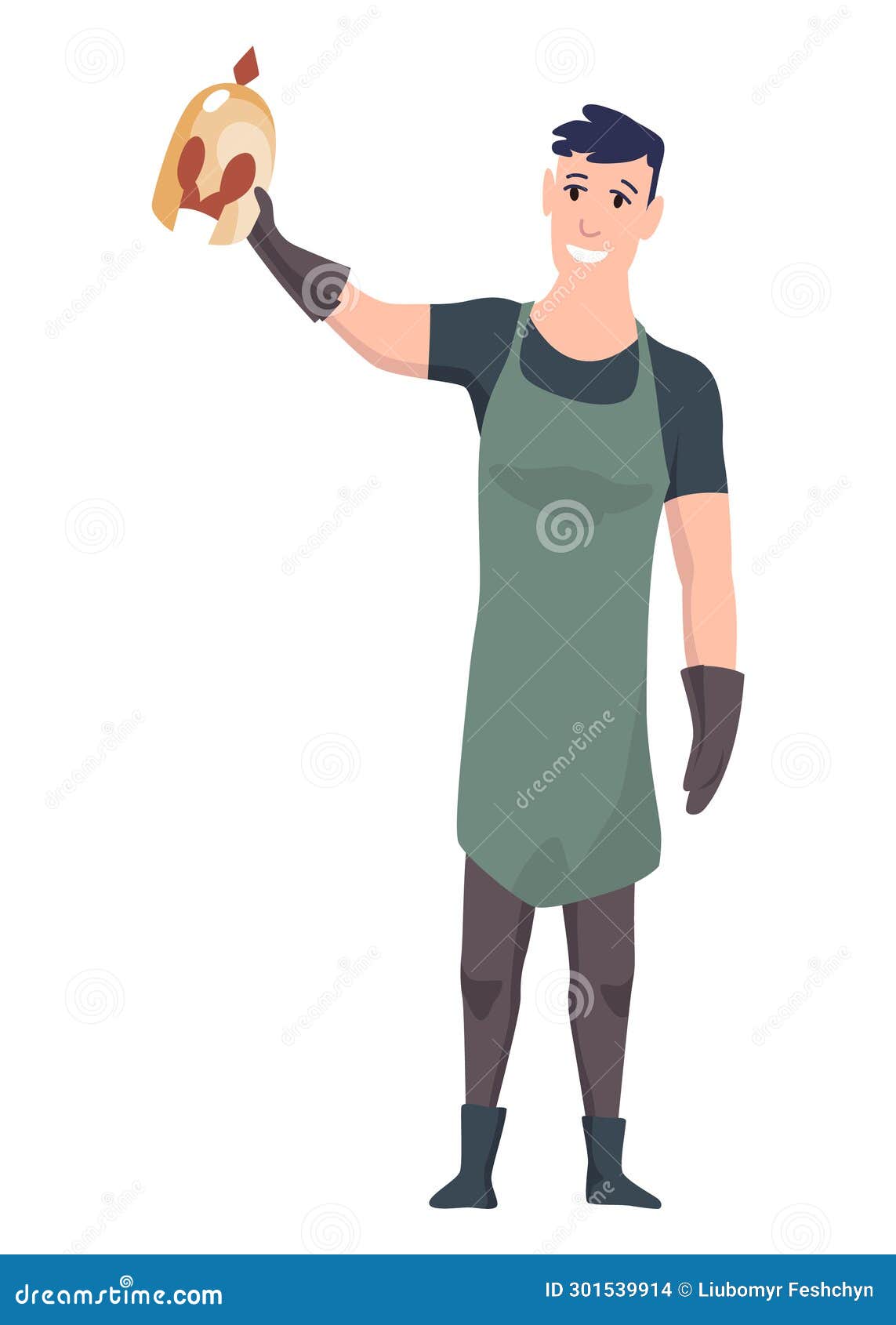 Blacksmith Worker. Character With Hammer Making Steel Sword In Foundry ...