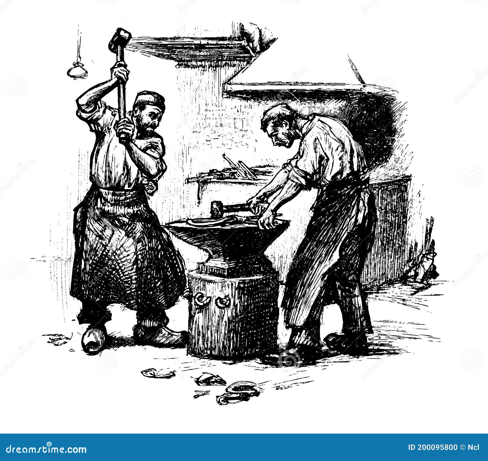 Blacksmith Workers. Craftsmanship Making Steel Tools Armor And Weapons ...