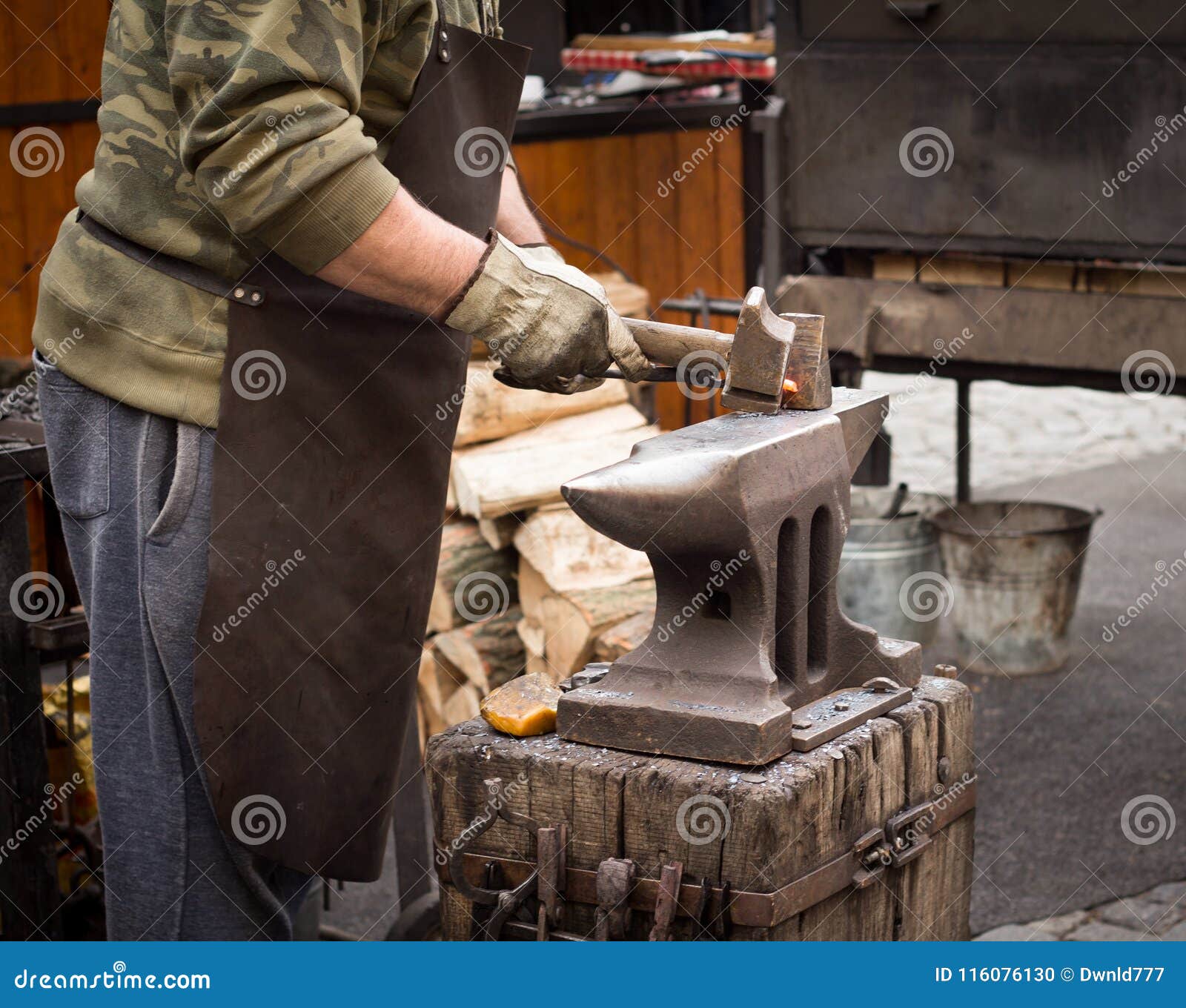 Blacksmith Working with Anvil Stock Photo - Image of manufacturing ...