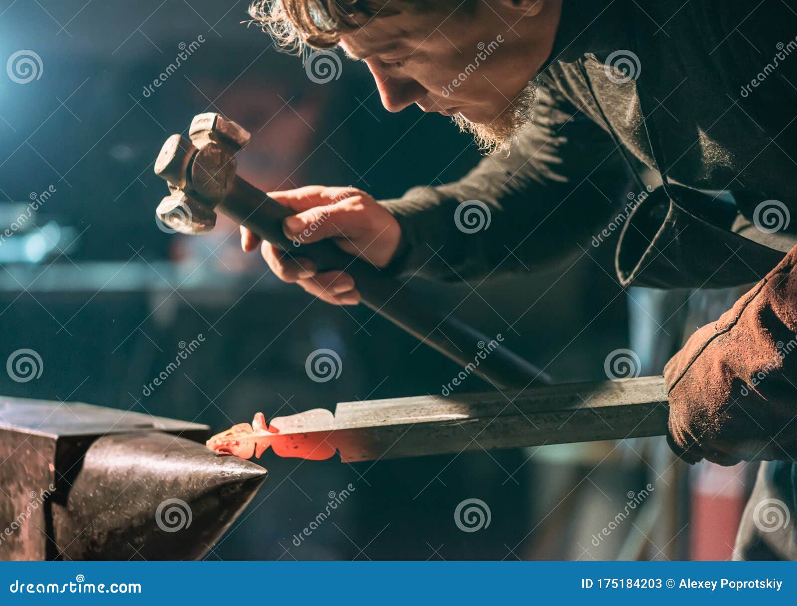 Blacksmith Working on an Anvil. Stock Image - Image of hand, industry ...
