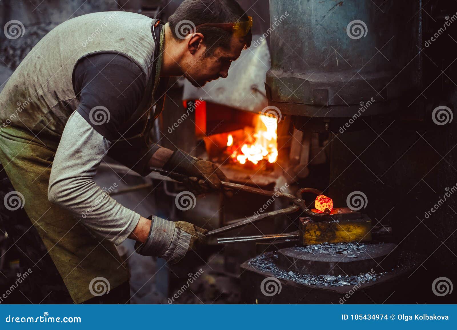 Blacksmith Working in the Forge Stock Photo - Image of anvil, furnace ...