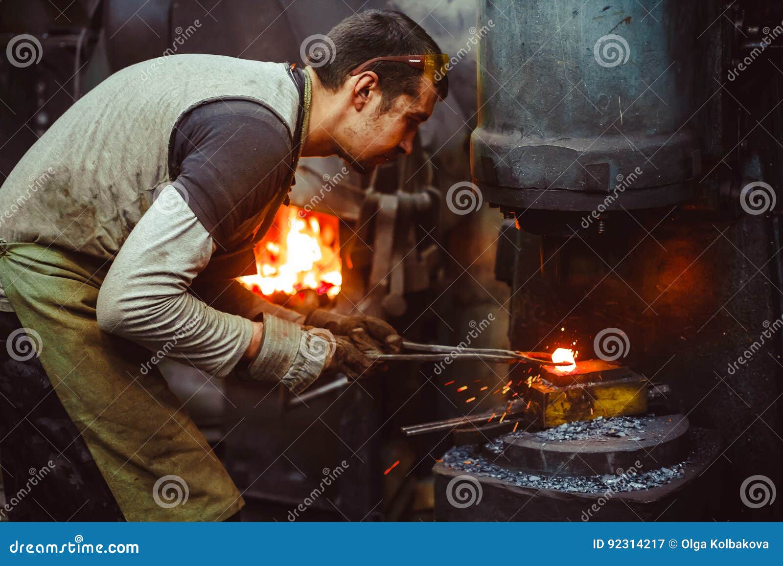 Blacksmith Working in the Forge Stock Image - Image of manual, forge ...