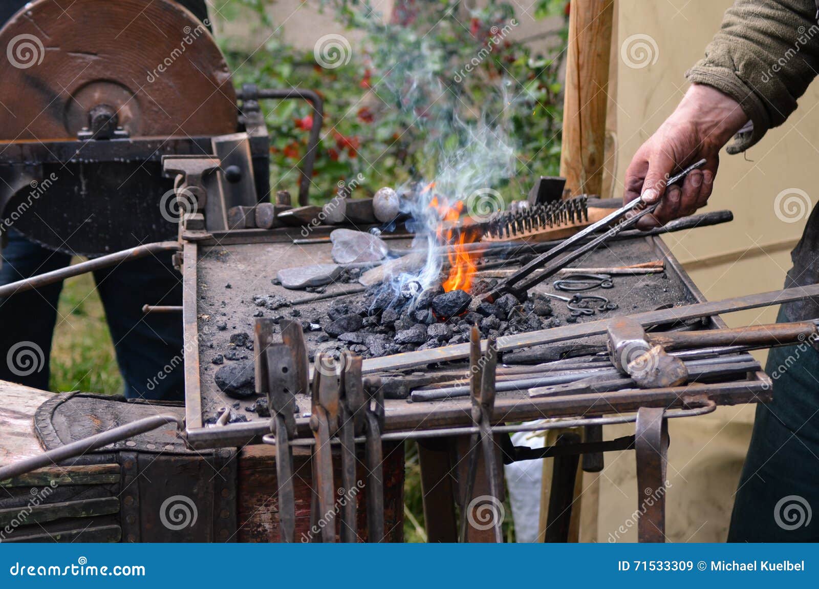 Blacksmith Working on Metal Medieval Stock Image - Image of forge ...