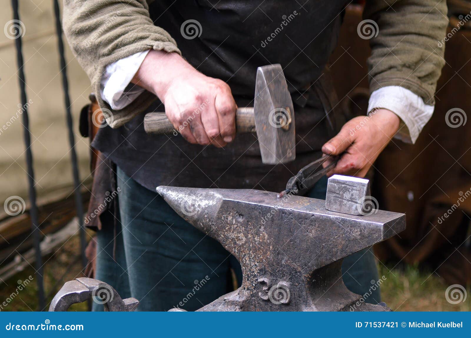 Blacksmith Working on Metal Medieval Stock Image - Image of forging ...