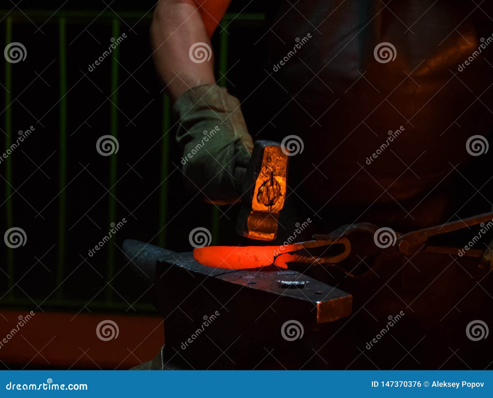 Blacksmith Working with Metal Stock Photo - Image of festival, night ...