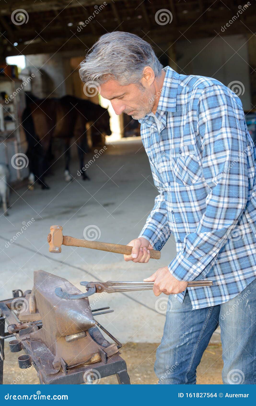 Blacksmith Working Outdoors Stock Photo - Image of handwork, industrial ...