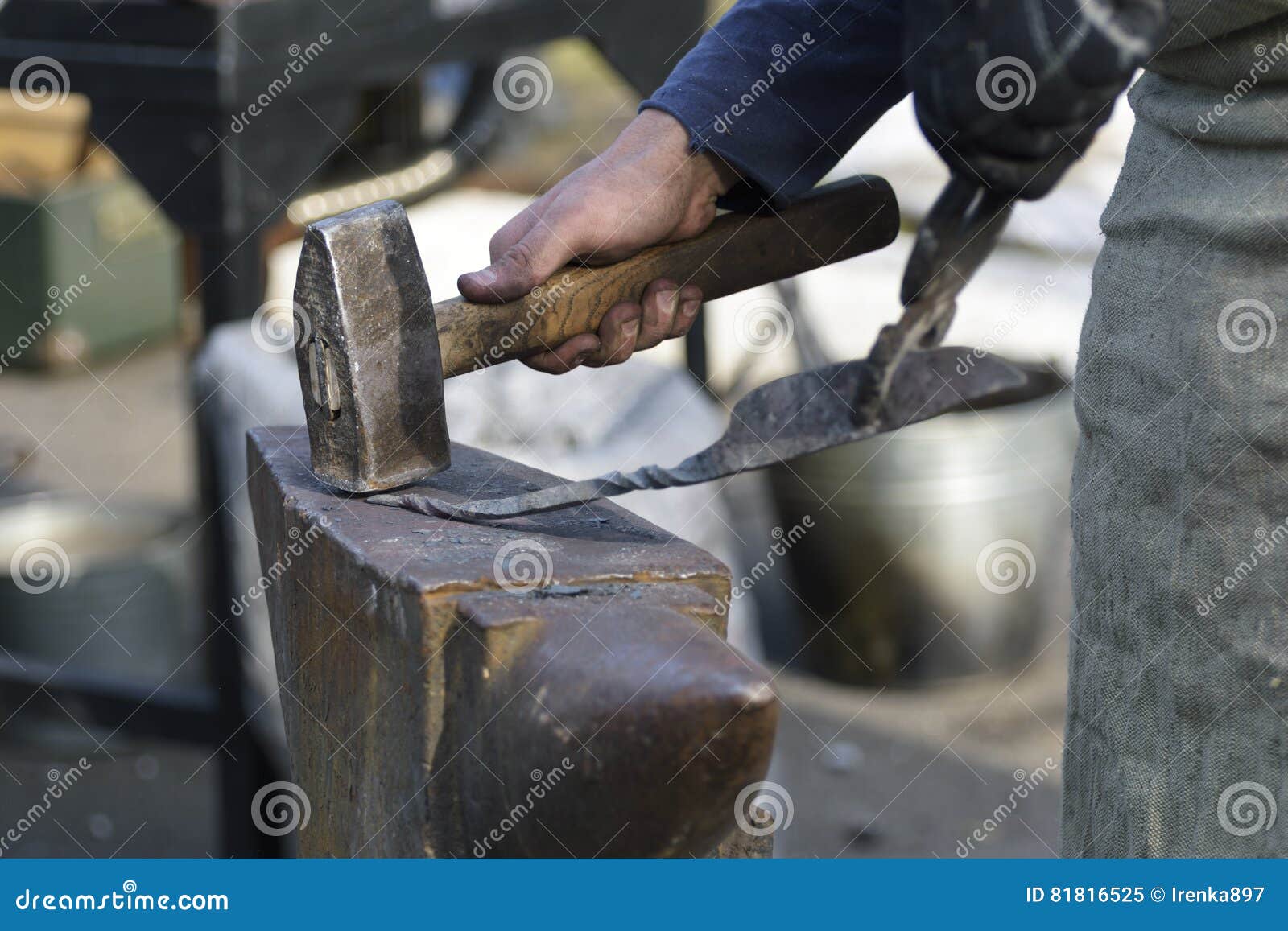 Blacksmith Working Outdoors. Stock Image - Image of crafts, forging ...