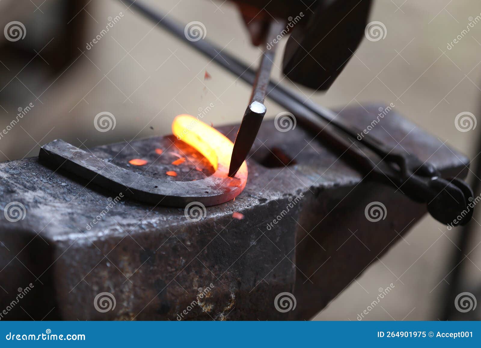 Blacksmith Working at Smithy Workshop Stock Image - Image of hammer ...