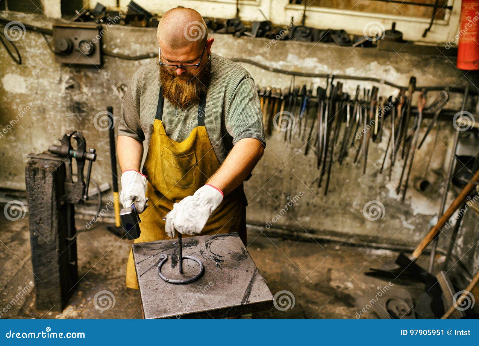 Blacksmith Working in Workshop Stock Image - Image of metal, farrier ...