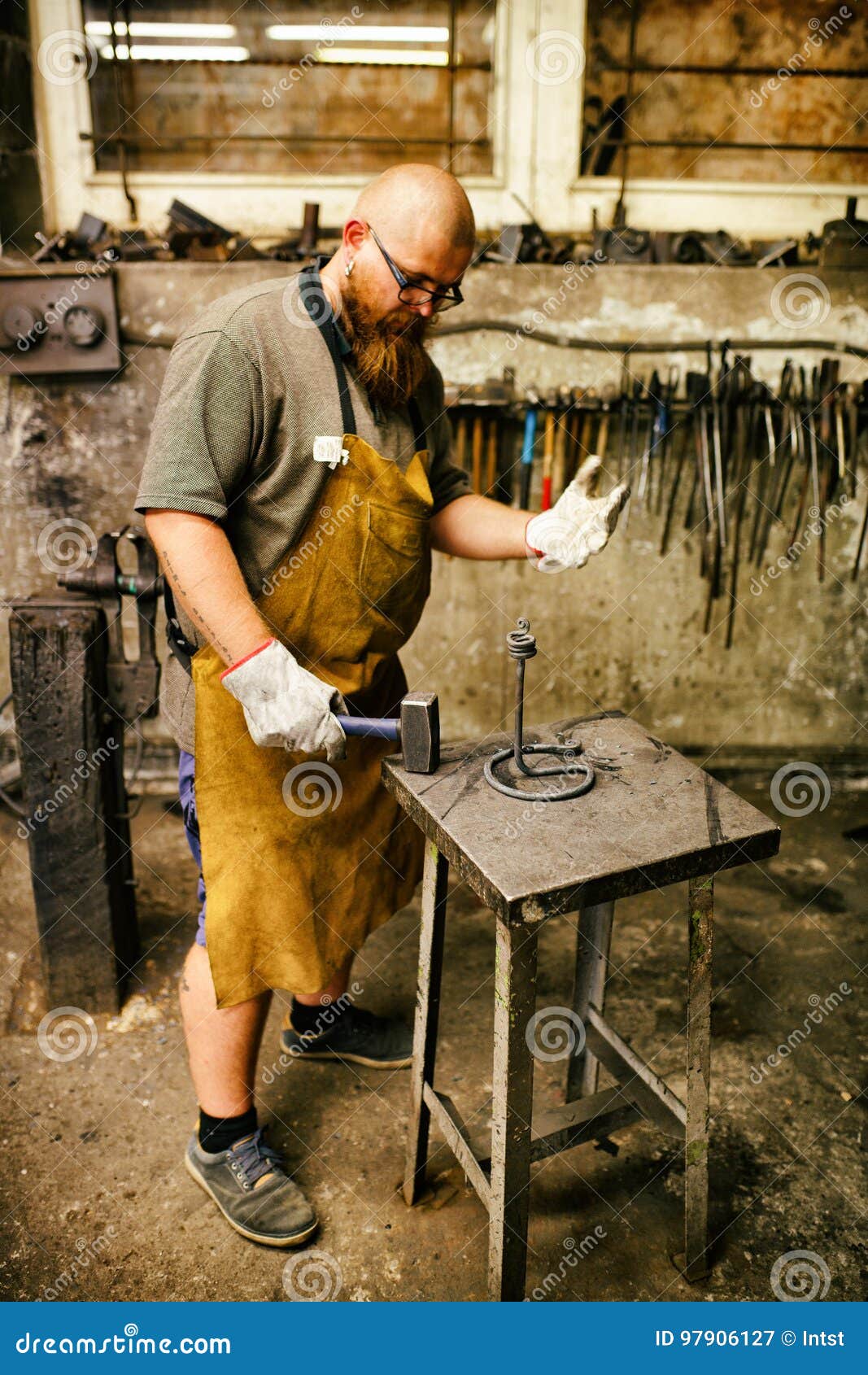 Blacksmith Working in Workshop Stock Image - Image of craftsman, heavy ...