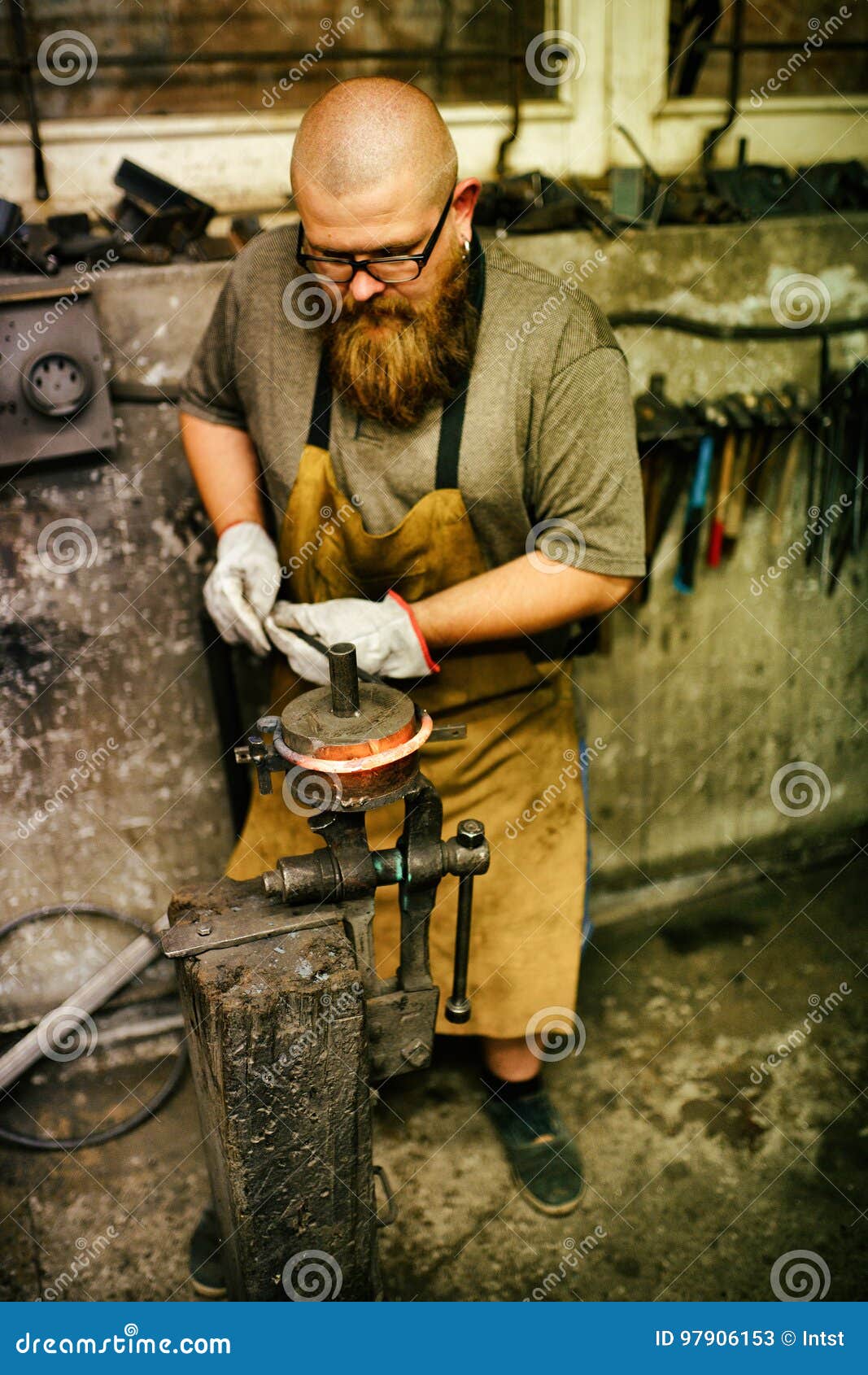 Blacksmith Working in Workshop Stock Image - Image of metalwork, heat ...
