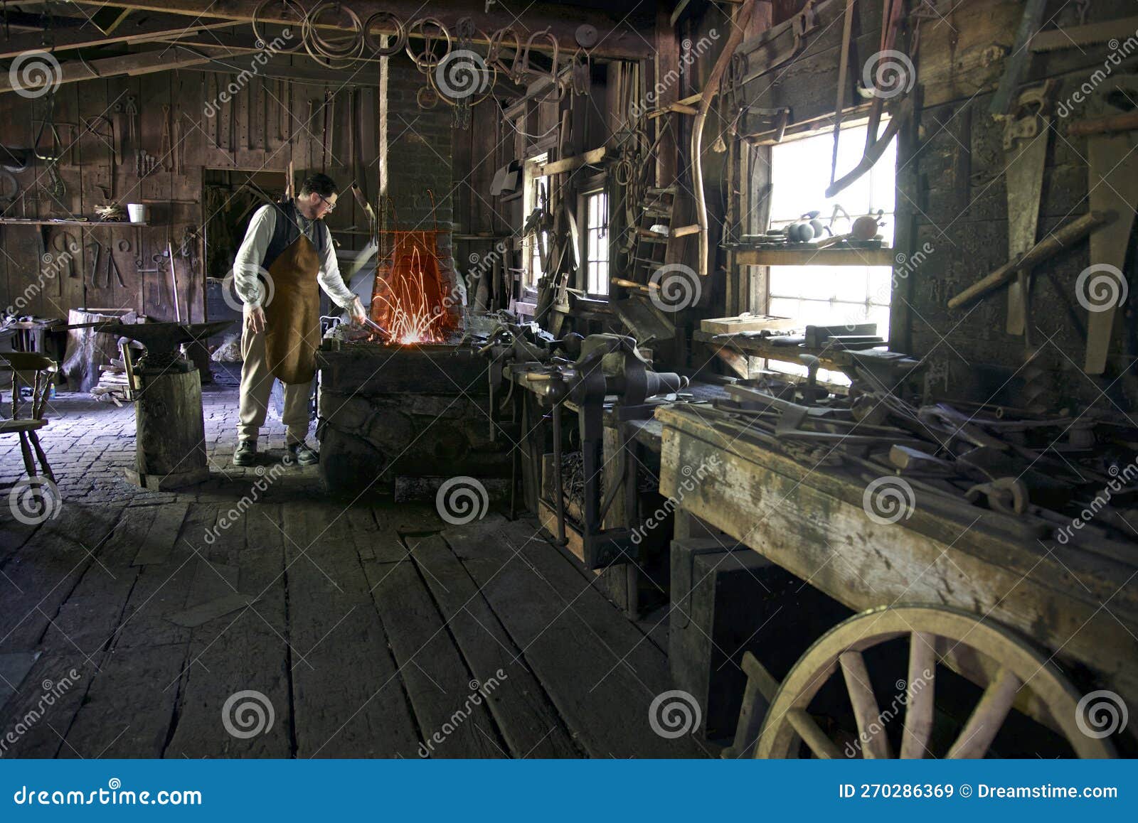 Blacksmith Working in Workshop Editorial Stock Image - Image of fire ...