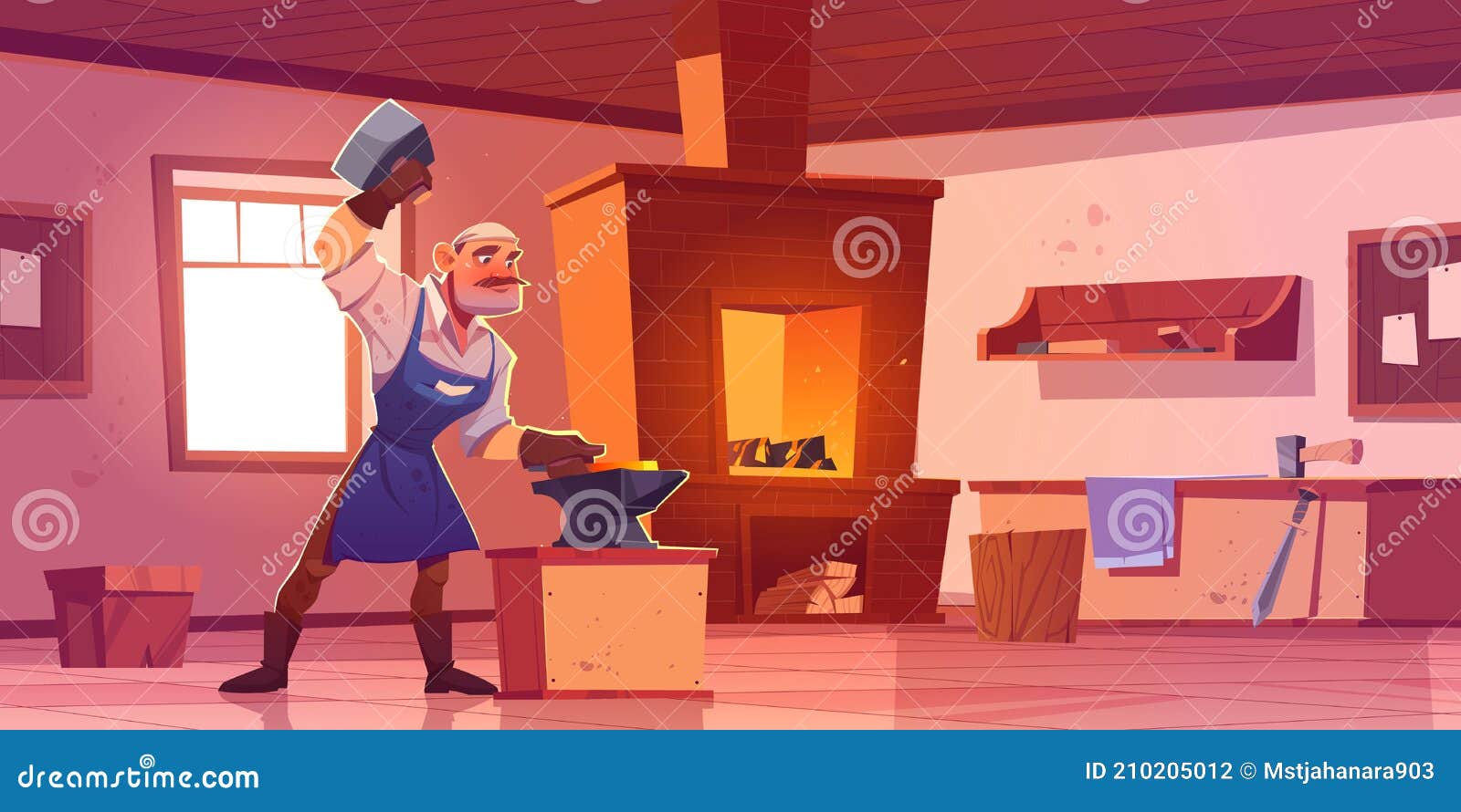 Cartoon Boy With Smithy Hammer Stock Image | CartoonDealer.com #31261465