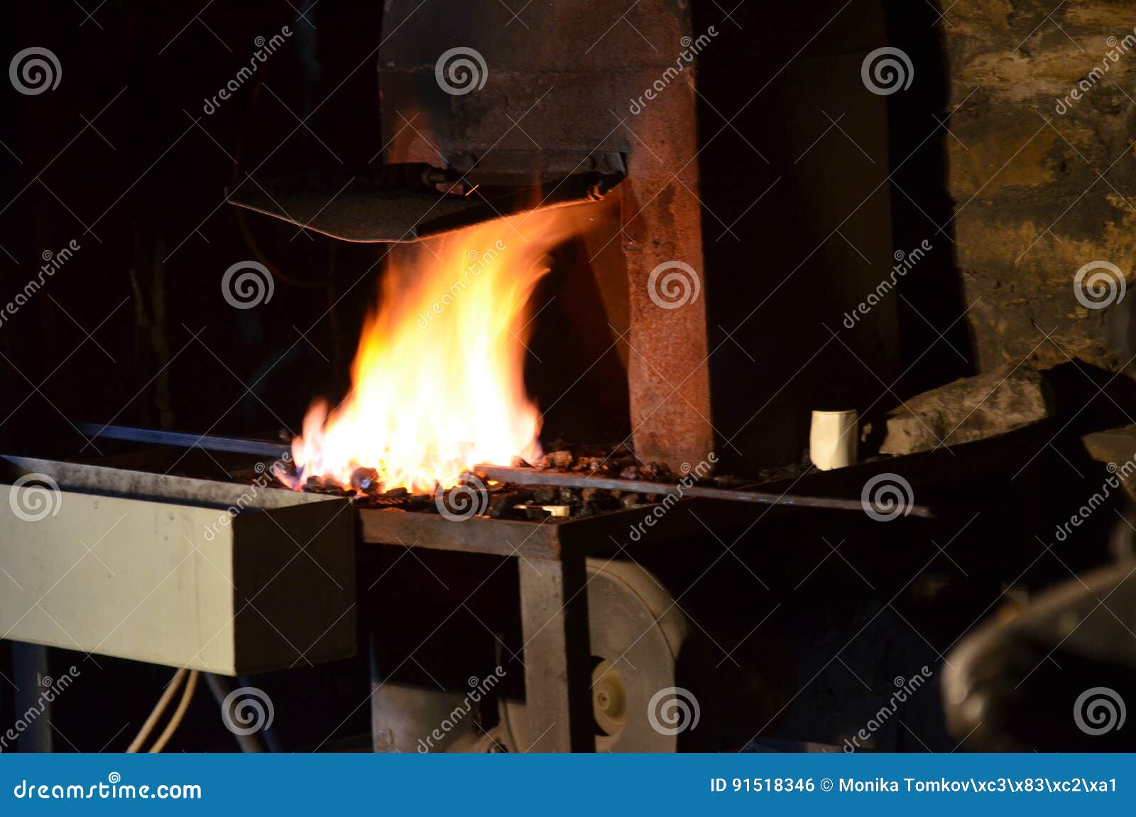 The Blacksmith Works at Night Stock Photo - Image of castle ...